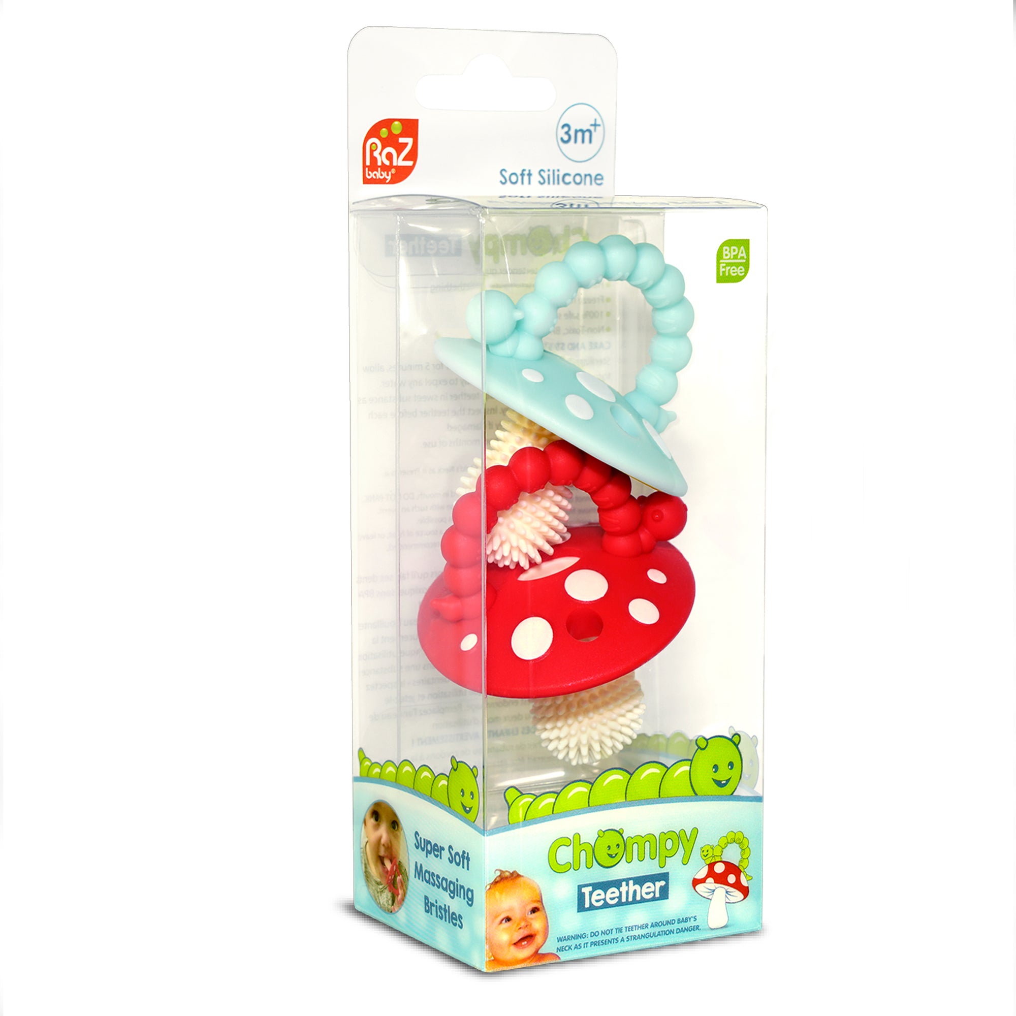 Chompy Mushroom Silicone Teether 2PK - Red & Blue – RaZbaby